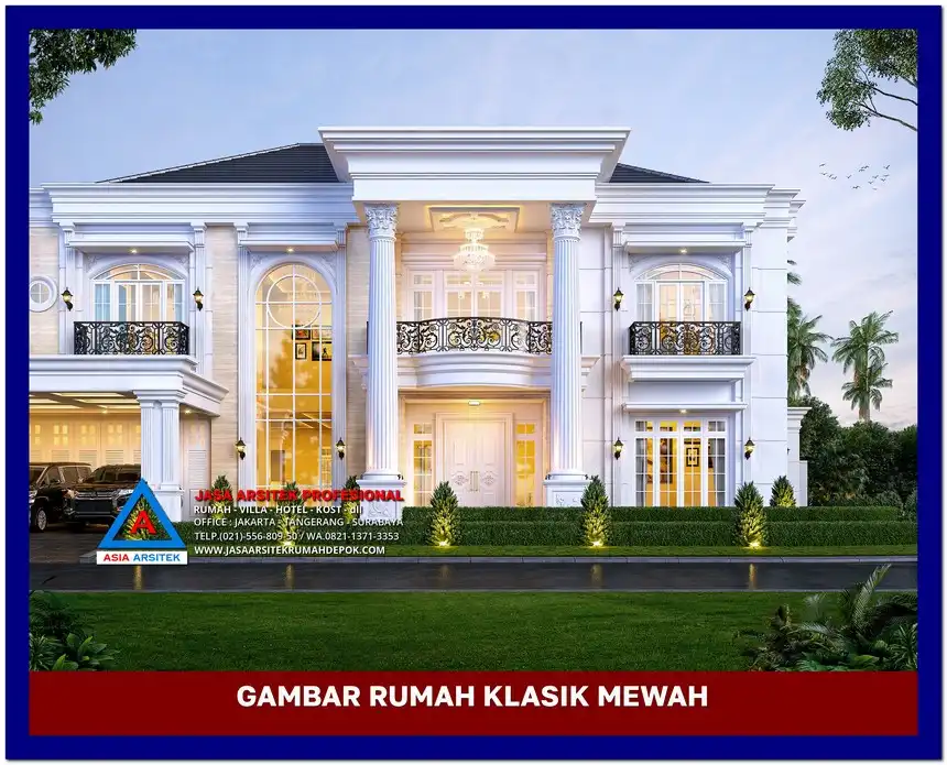 Gambar Desain Rumah Klasik 2 Lantai di lahan 670 m2 - Jasa Arsitek Rumah Depok