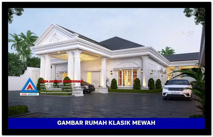 Gambar Desain Rumah Klasik 1 Lantai Ukuran 50x35 meter - Jasa Arsitek ...